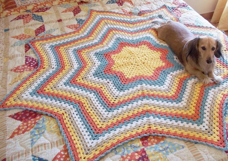 Crochet Star Afghan Pattern The Hook Hound Granny Star Round Ripple New ...